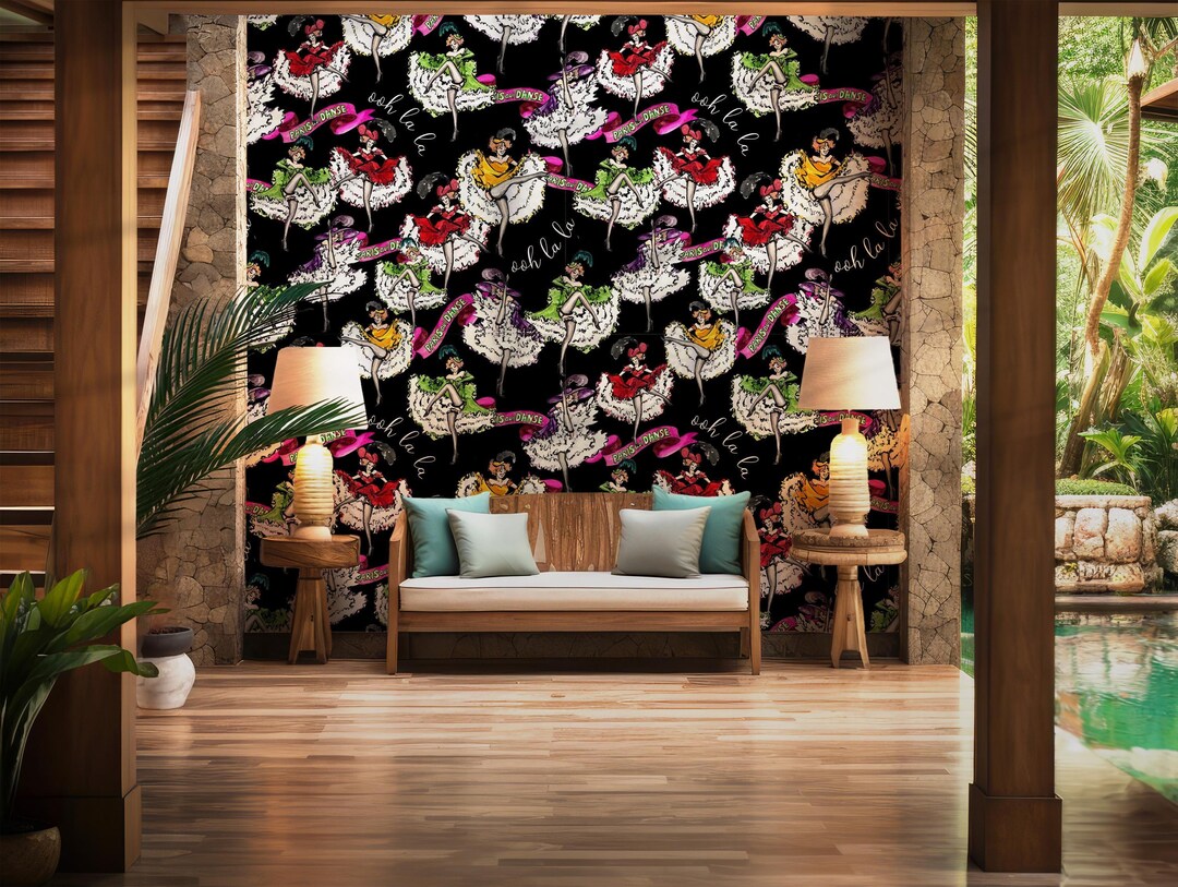 Can-can Dancer Wallpaper: French Boudoir Peel and Stick, Retro Ooh La ...