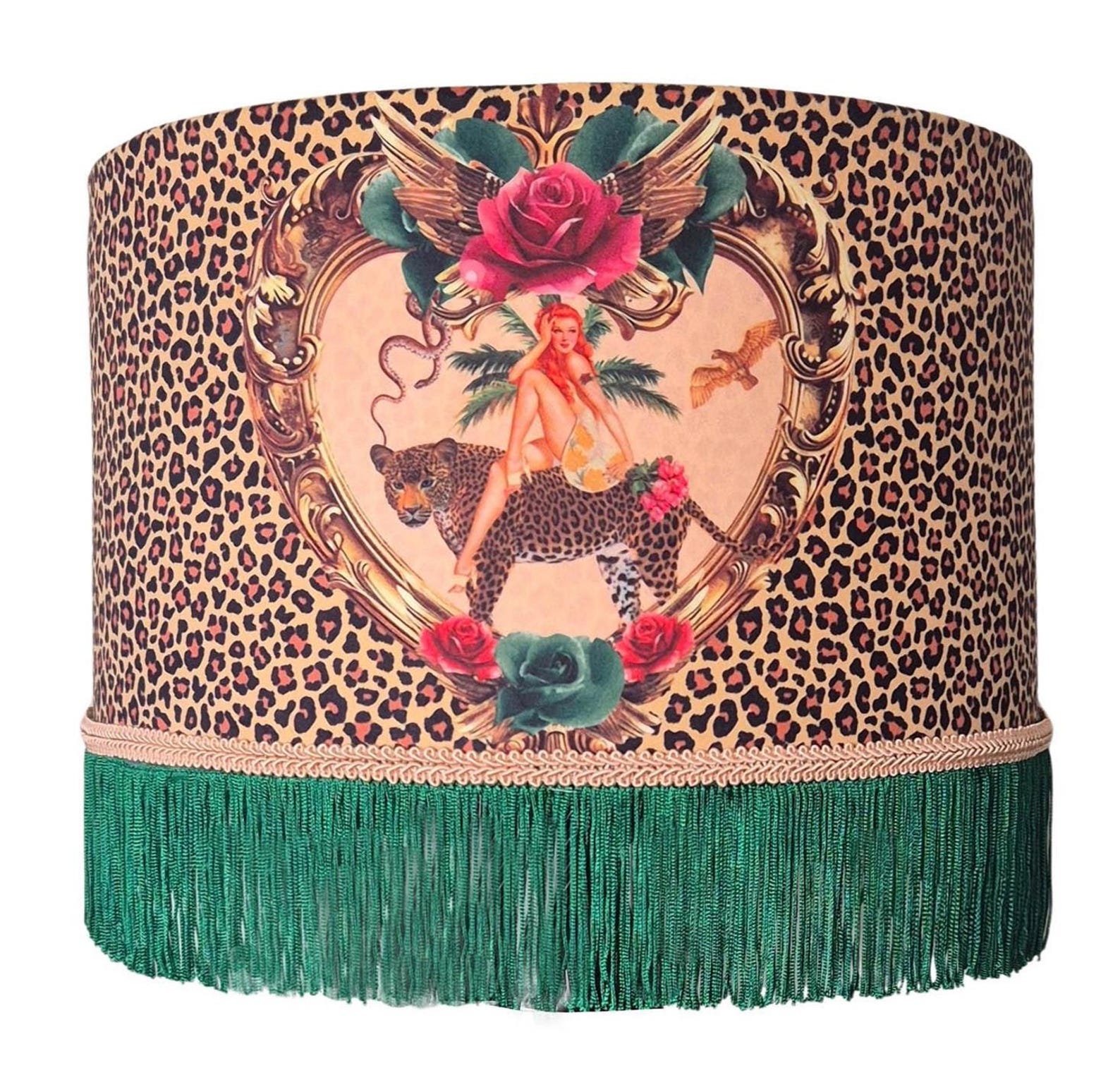 Tiger Rose Leopard Print Fringed Lampshade, Leopard Home Decor, Tassel ...