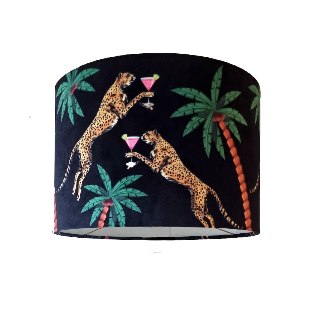 Cocktail Leopard Lampshade, Cheetah Decor, Black Lamp Shade, Leopard ...
