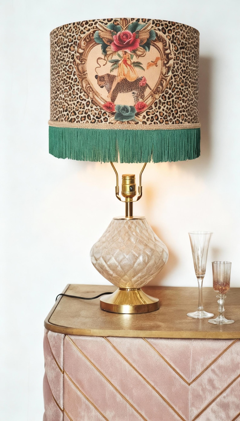 Tiger Rose Leopard Print Fringed Lampshade, Leopard Home Decor, Tassel ...