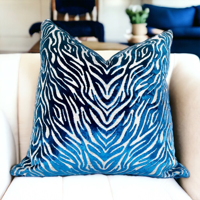 Bright Blue Pillow - Etsy