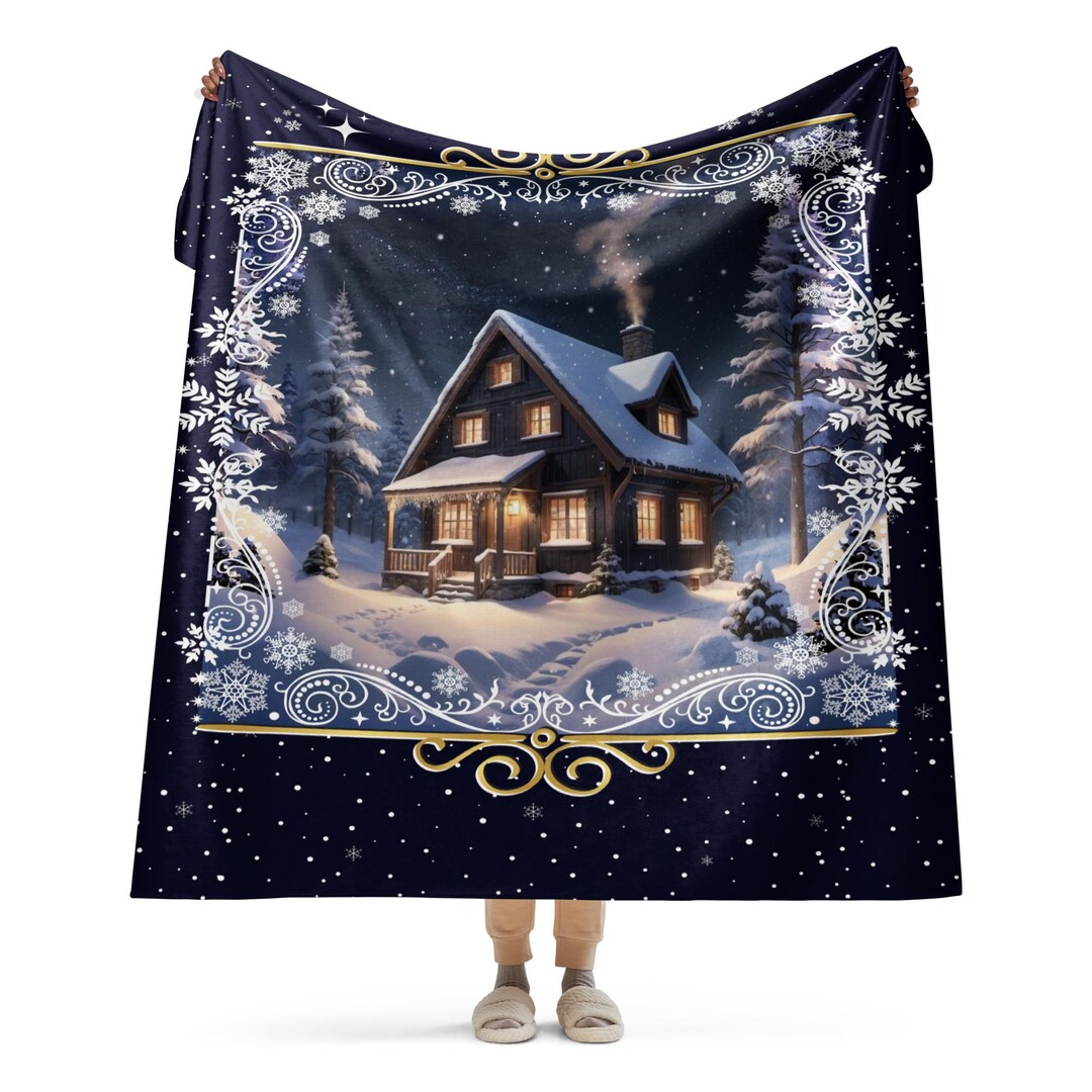 Silent Night Holiday Christmas Sherpa Blanket, Winter Theme, Holiday ...