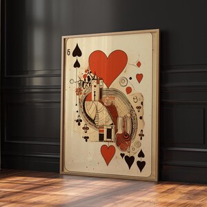 Vintage Abstract Playing Card Art Print, Mid Century Digital Download ...