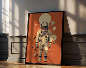 Astronaut Wall Art, Digital Printable, Boho Minimalist Print, Spaceman ...