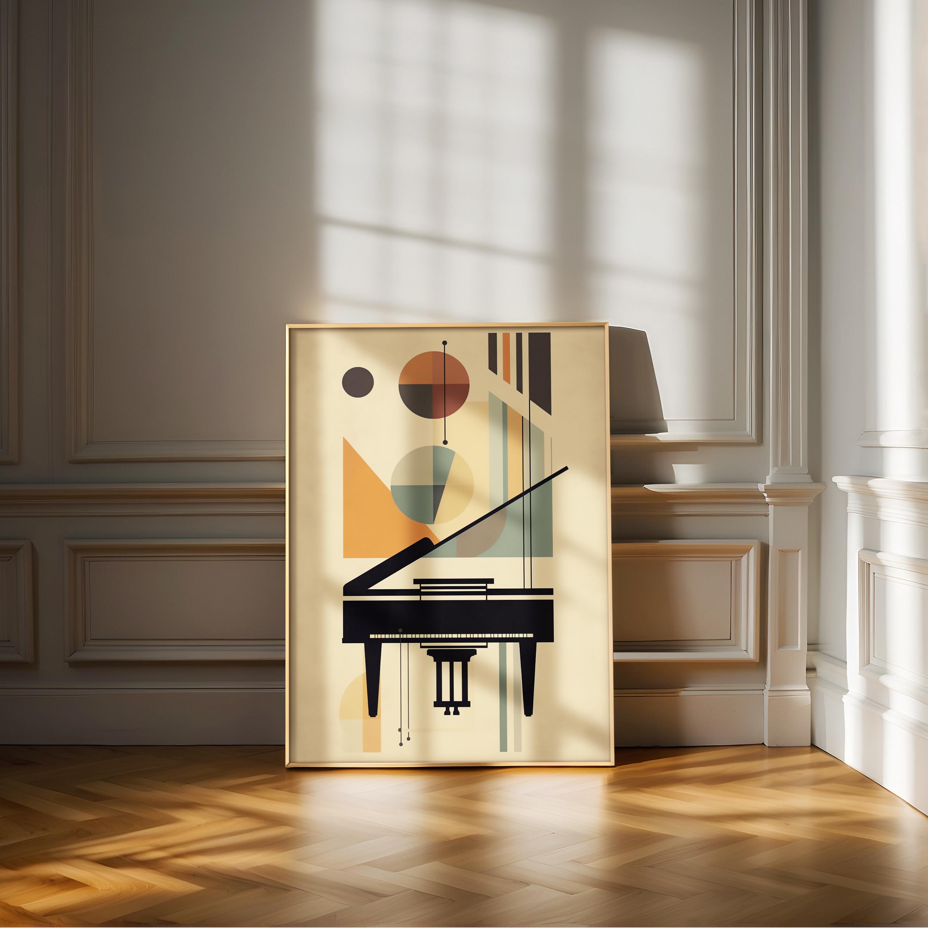 Bauhaus Style Piano Art, Neutral Wall Art, Mid Century Modern Boho ...