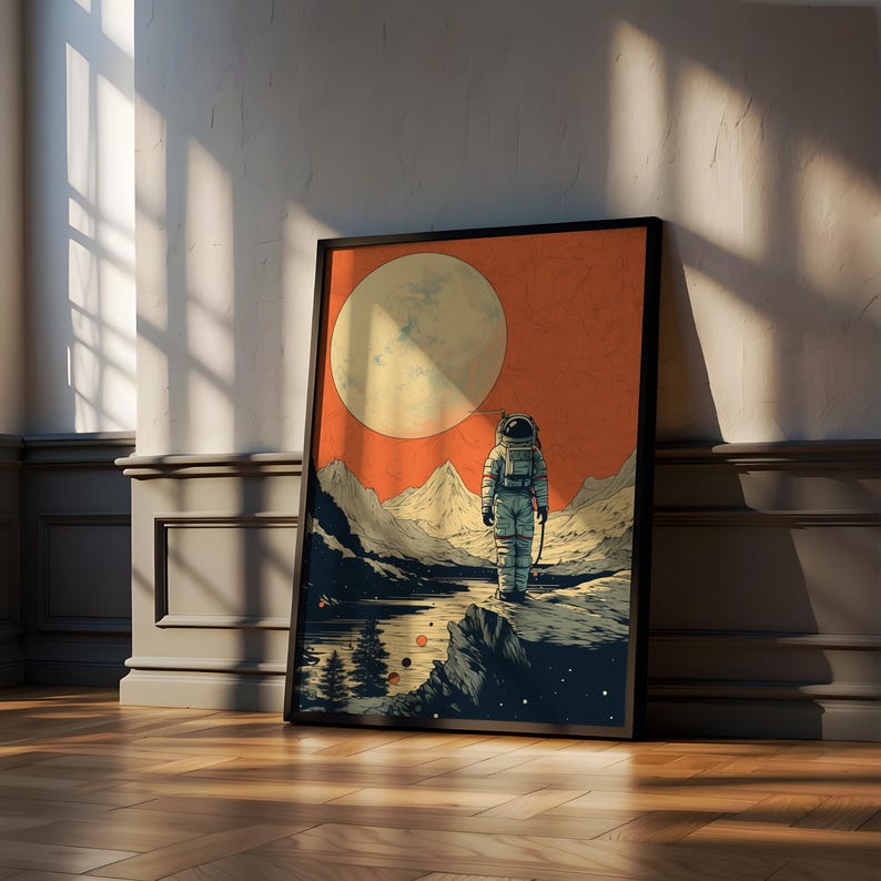 Astronaut Wall Art, Instant Download, Retro Vintage Space Explorer ...