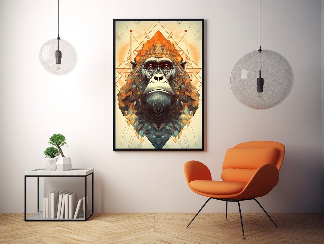 Gorilla Wall Art, Digital Download, Gorilla Art Print, Geometric Boho ...