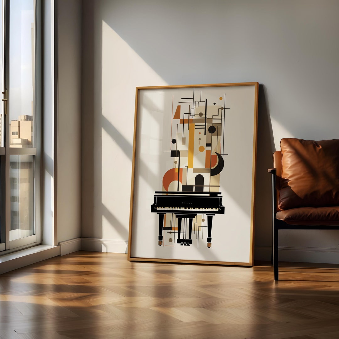 Minimalist Piano Wall Art, Bauhaus Style Music Poster, Neutral Wall Art ...