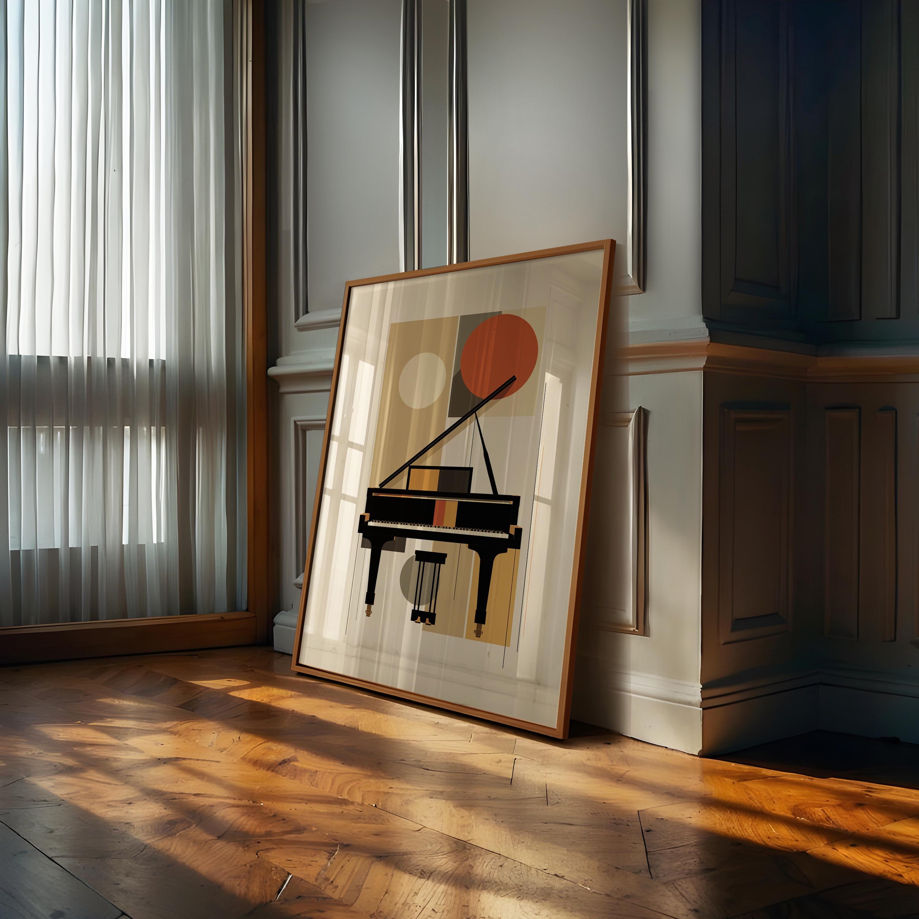 Modern Minimalist Piano Poster, Neutral Tones Music Wall Art, Mid ...
