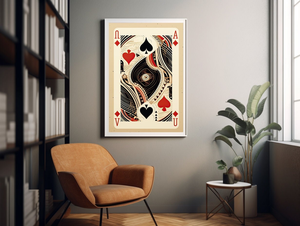 Playing Card Wall Art, Digital Download, Vintage Casino Card Print ...