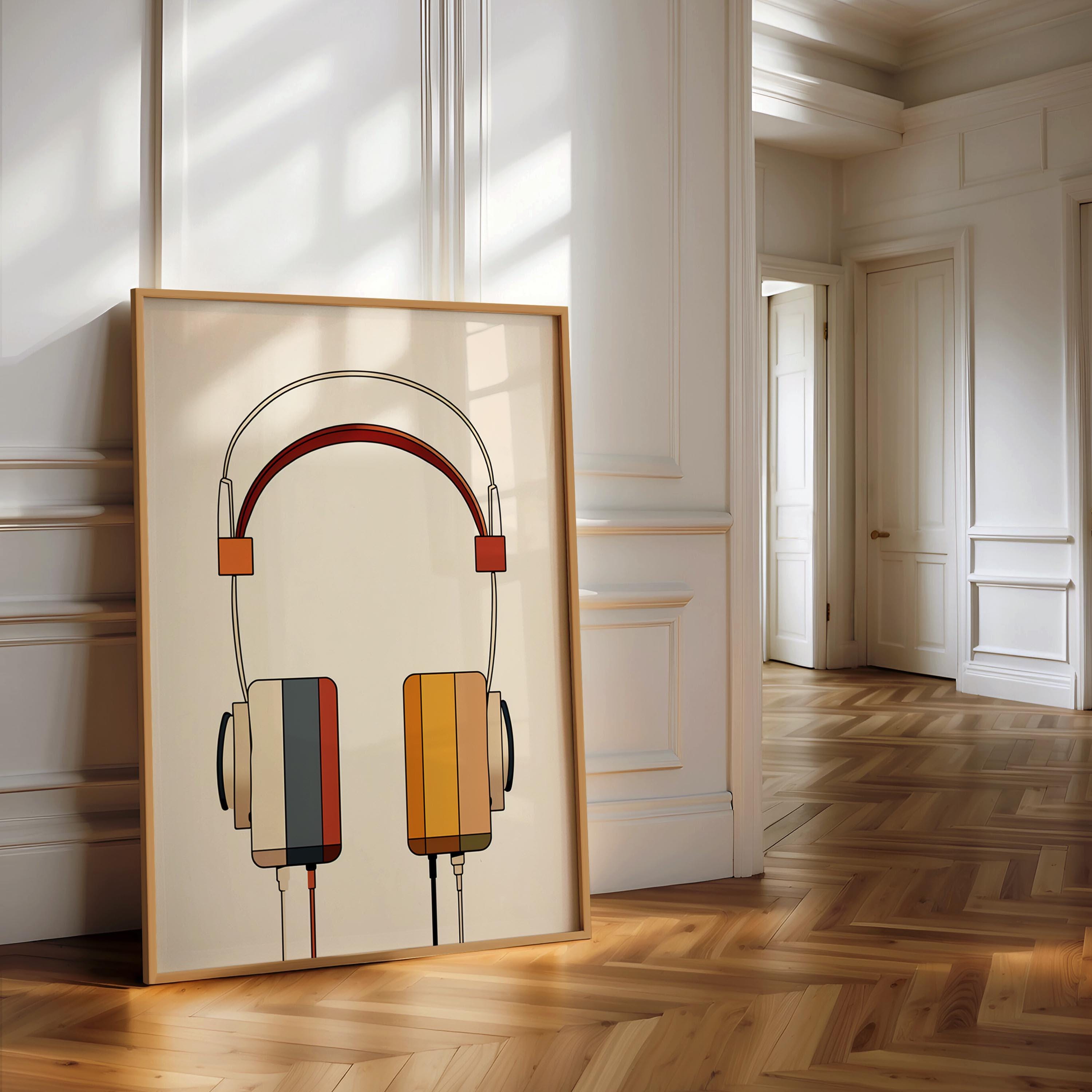 Headphones Wall Art, Digital Download, Minimalist Poster, Head Gear Art ...
