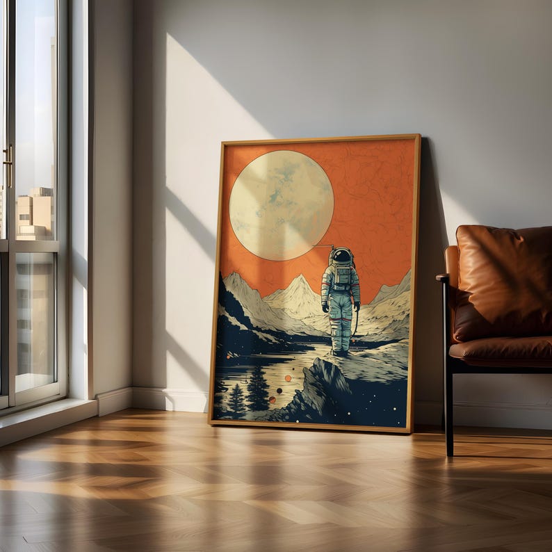 Astronaut Wall Art, Instant Download, Retro Vintage Space Explorer ...