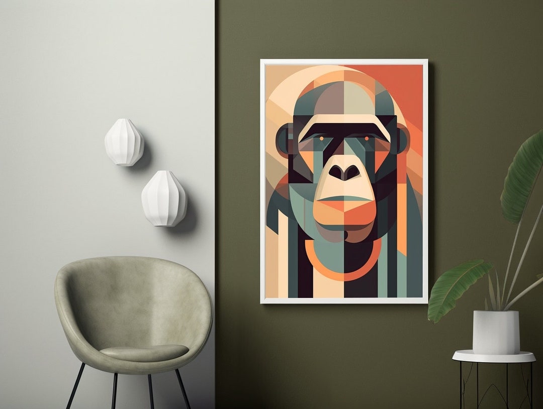 Gorilla Wall Art, Downloadable Print, Abstract Painting, Bauhaus Poster ...