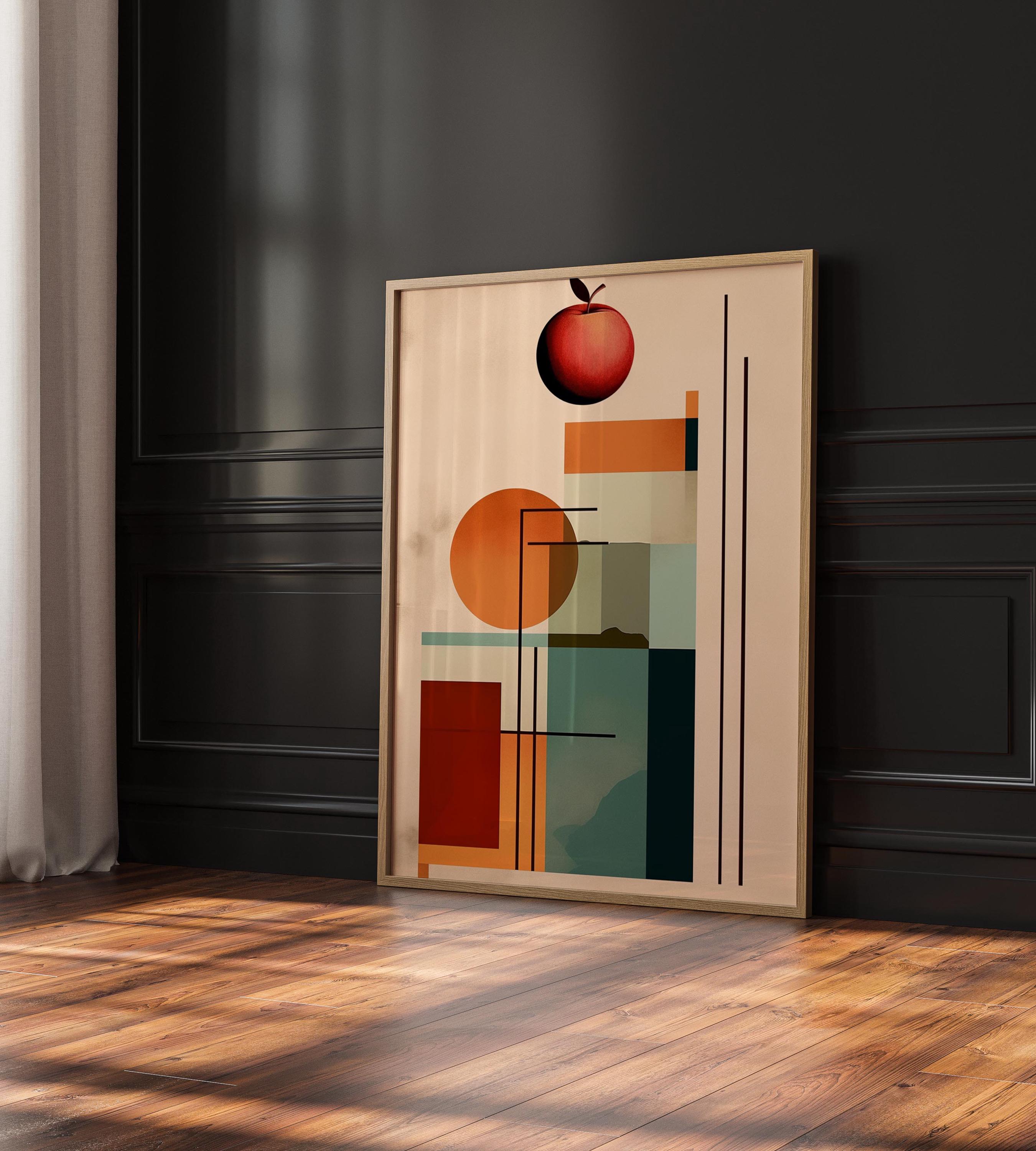 Apple Wall Art Print, Digital Download, Abstract Fruit Print, Bauhaus ...