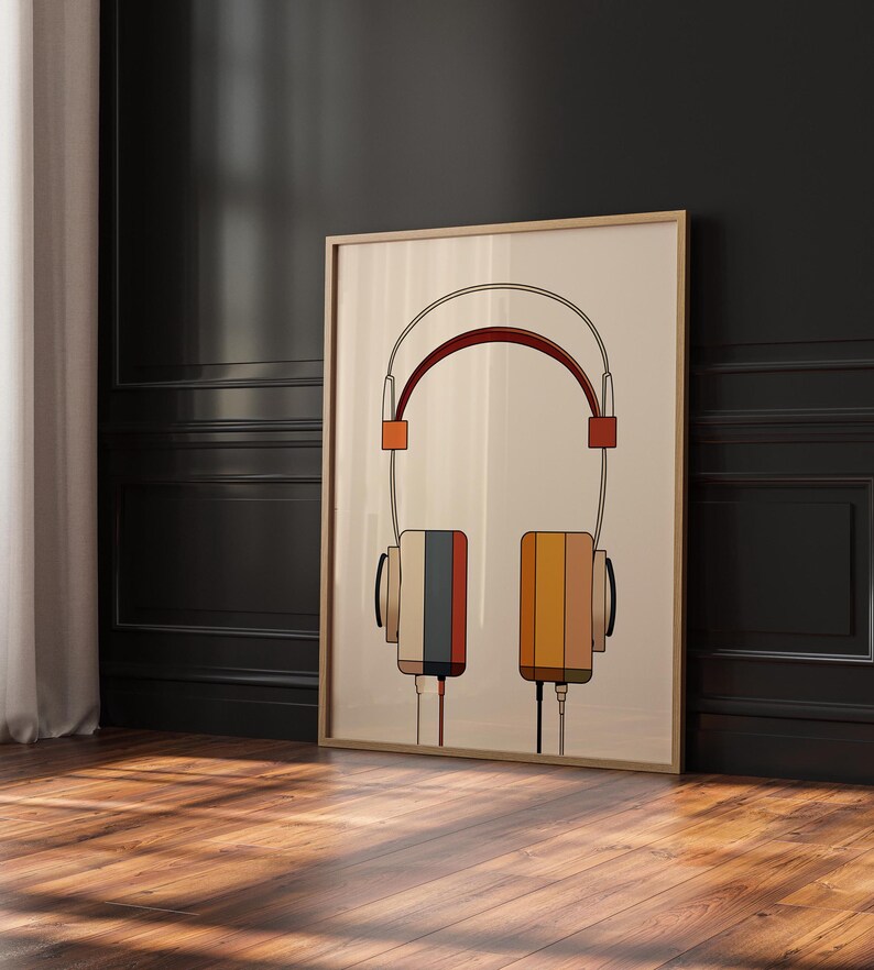 Headphones Wall Art, Digital Download, Minimalist Poster, Head Gear Art ...