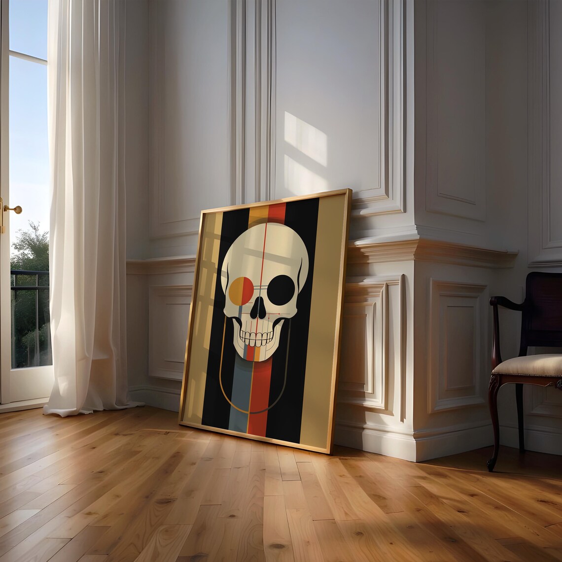 Skull Wall Art Print, Downloadable Art, Skull Bauhaus Poster, Abstract ...