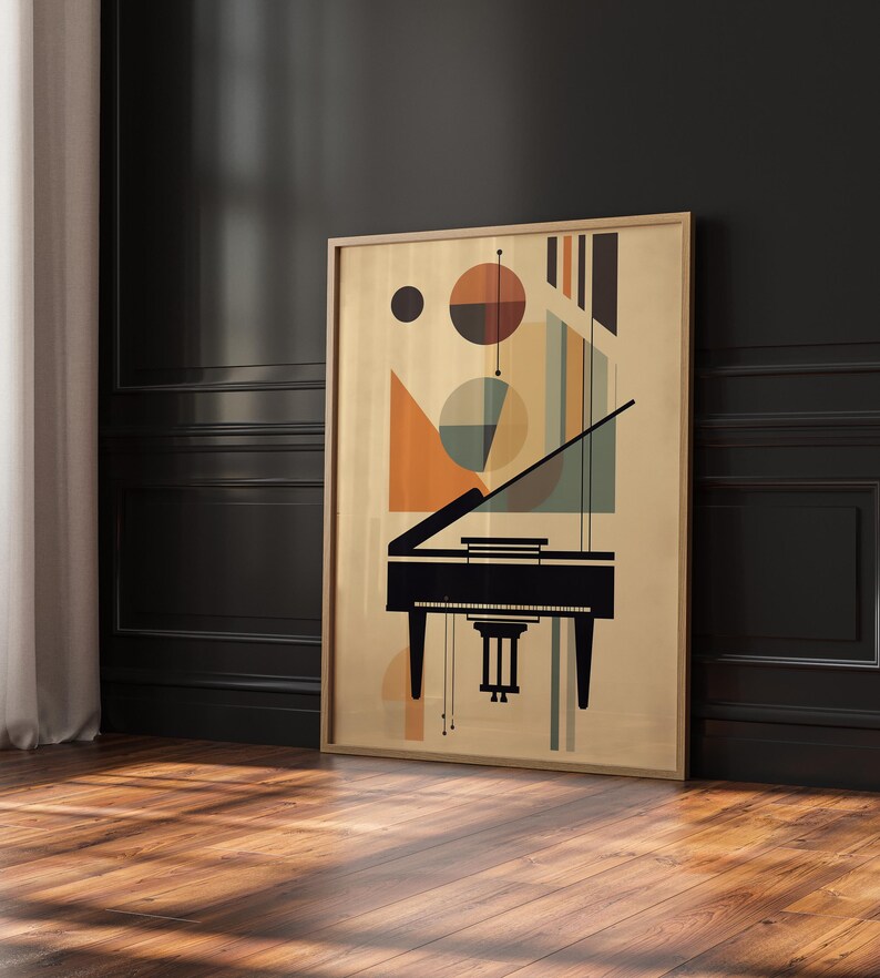 Bauhaus Style Piano Art, Neutral Wall Art, Mid Century Modern Boho ...
