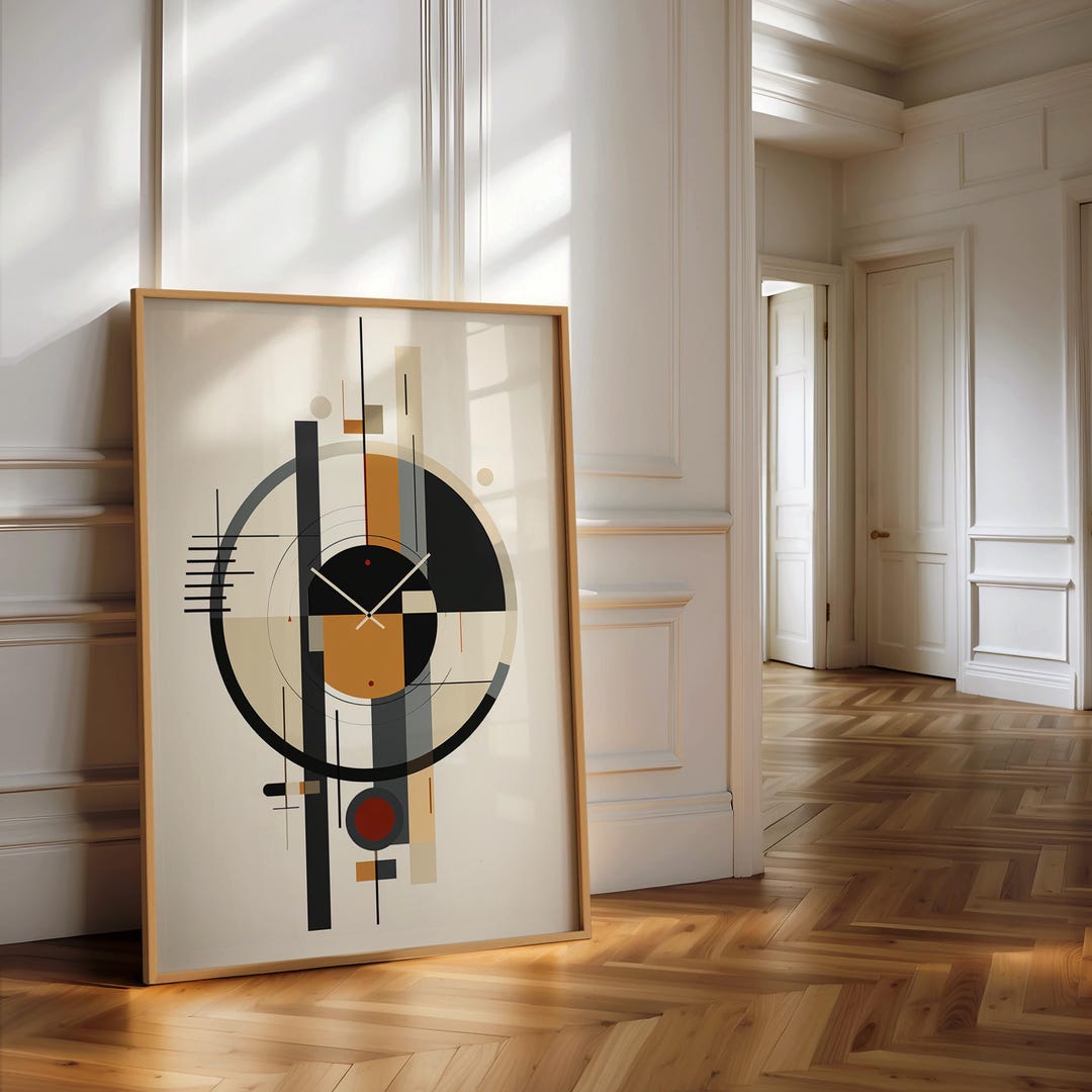 Modern Abstract Clock Art Print, Geometric Bauhaus Wall Decor, Mid ...