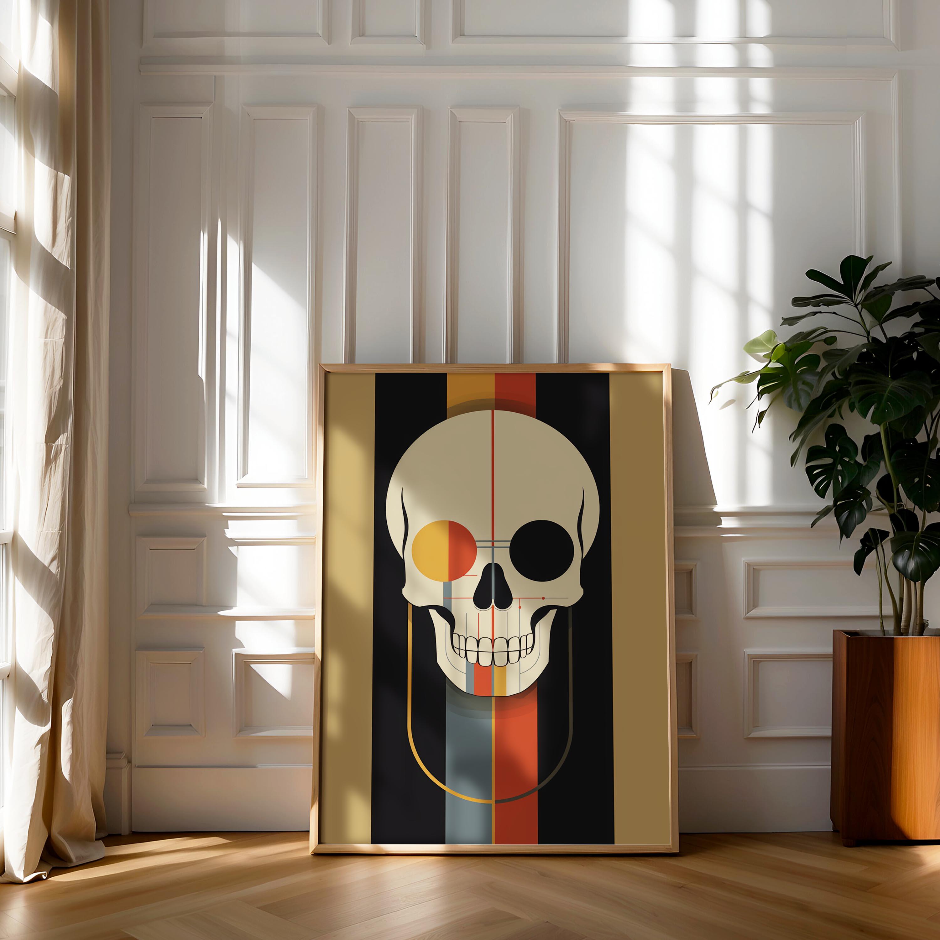 Skull Wall Art Print, Downloadable Art, Skull Bauhaus Poster, Abstract ...