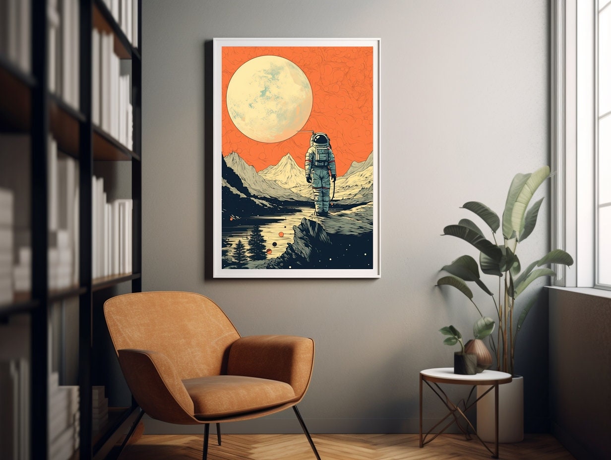 Astronaut Wall Art, Instant Download, Retro Vintage Space Explorer ...