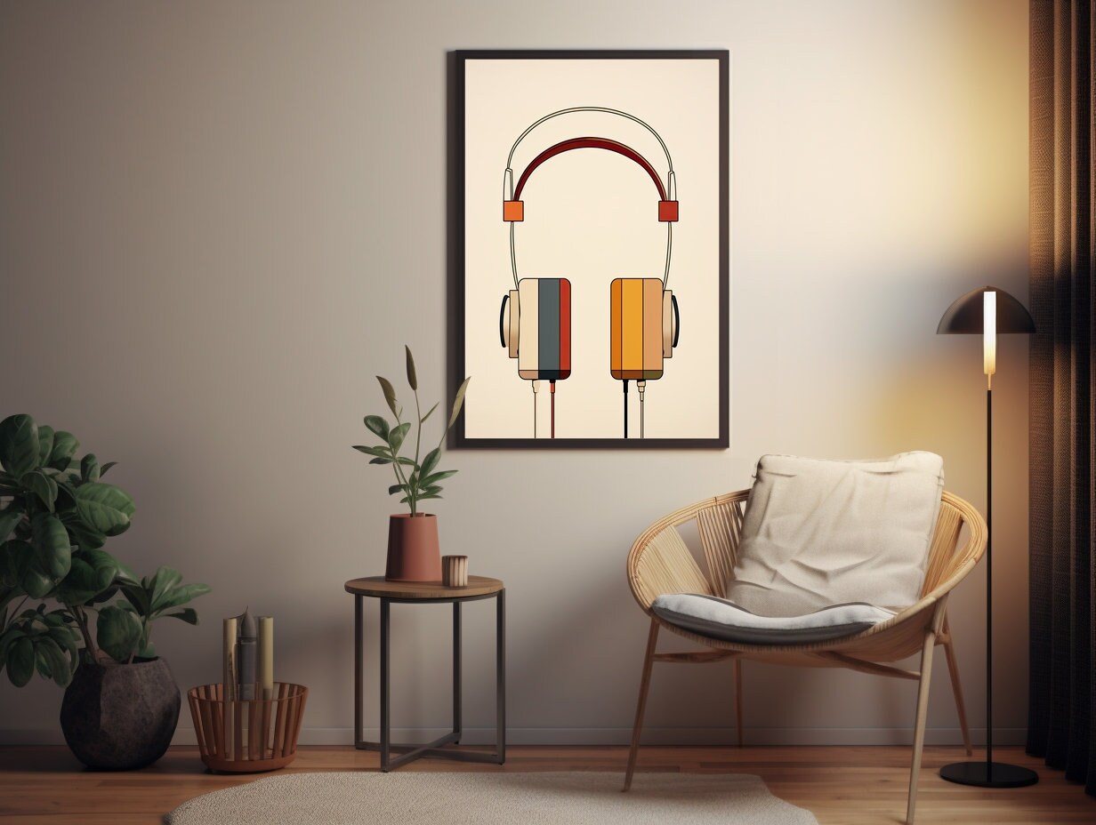 Headphones Wall Art, Digital Download, Minimalist Poster, Head Gear Art ...