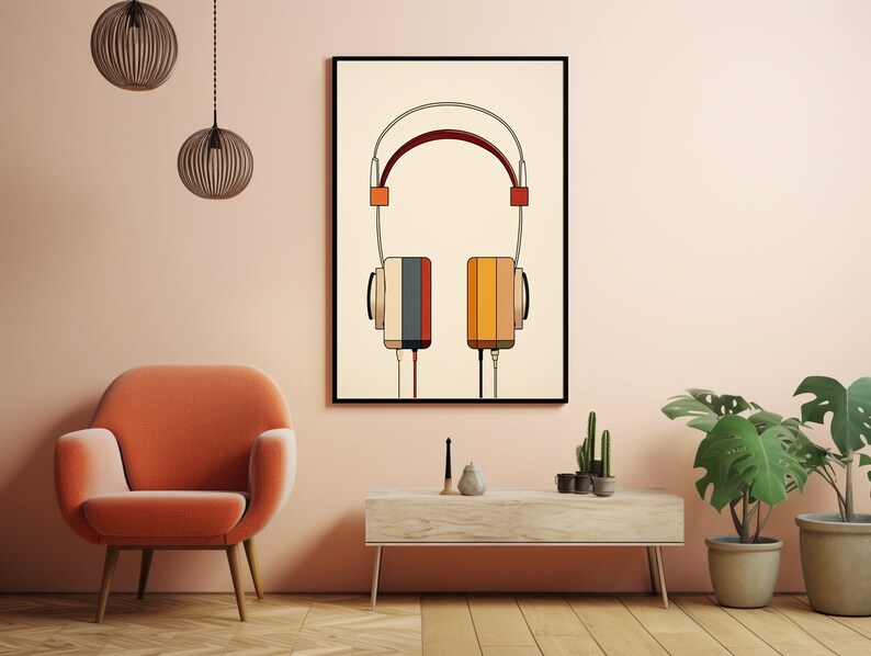 Headphones Wall Art, Digital Download, Minimalist Poster, Head Gear Art ...