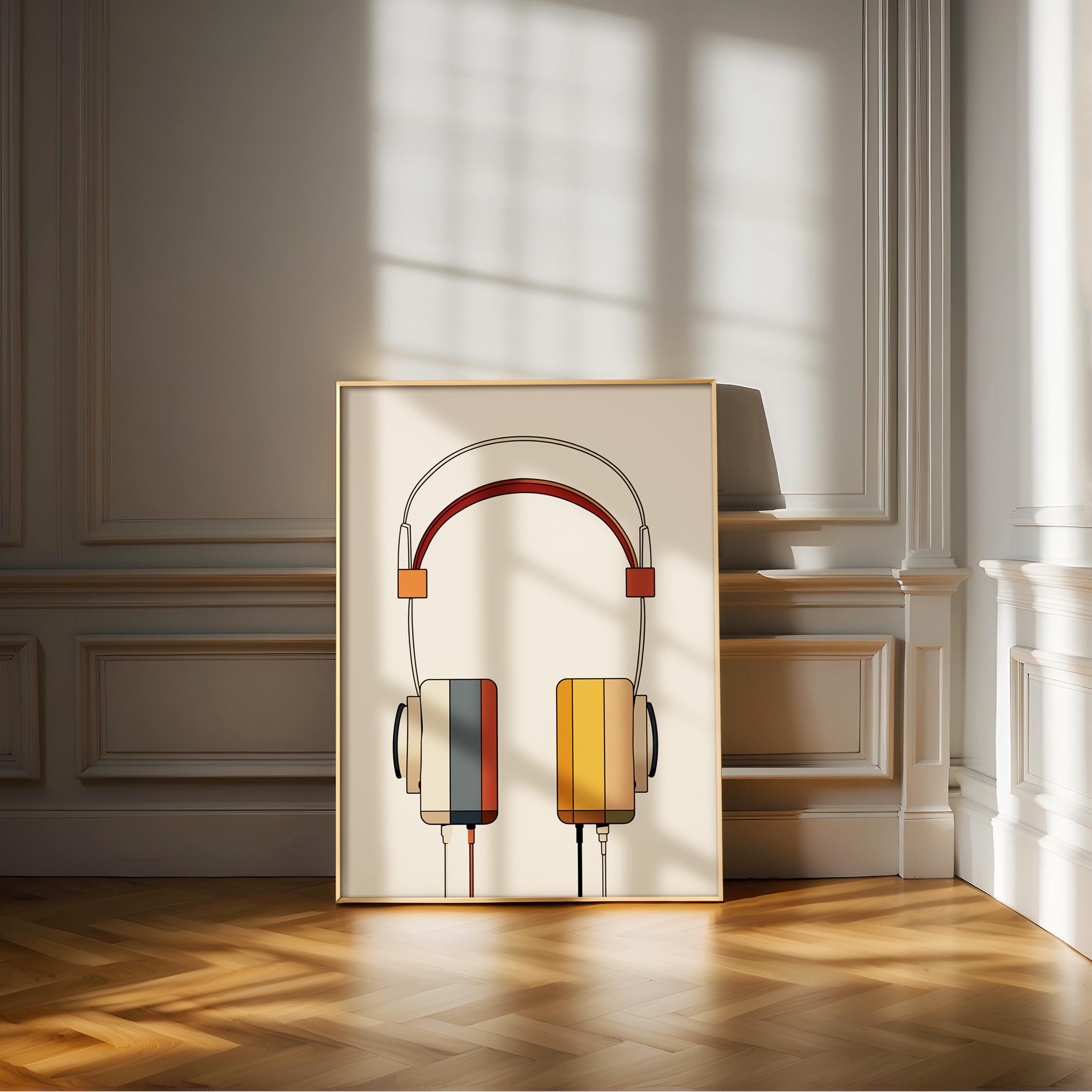 Headphones Wall Art, Digital Download, Minimalist Poster, Head Gear Art ...