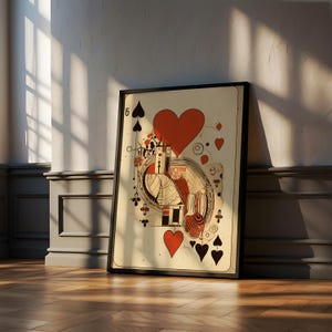 Vintage Abstract Playing Card Art Print, Mid Century Digital Download ...