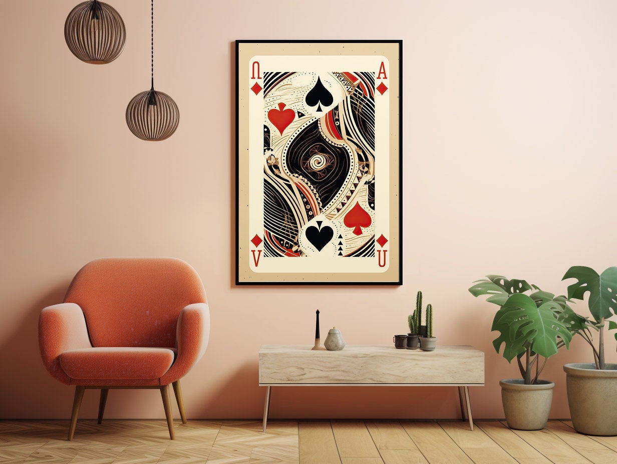 Playing Card Wall Art, Digital Download, Vintage Casino Card Print ...