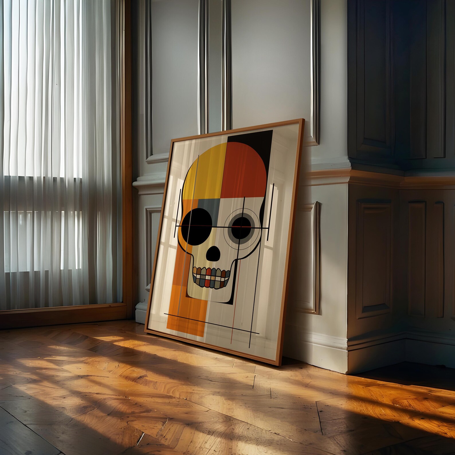 Abstract Skull Wall Art, Digital Download, Bauhaus Skull Poster, Skull ...