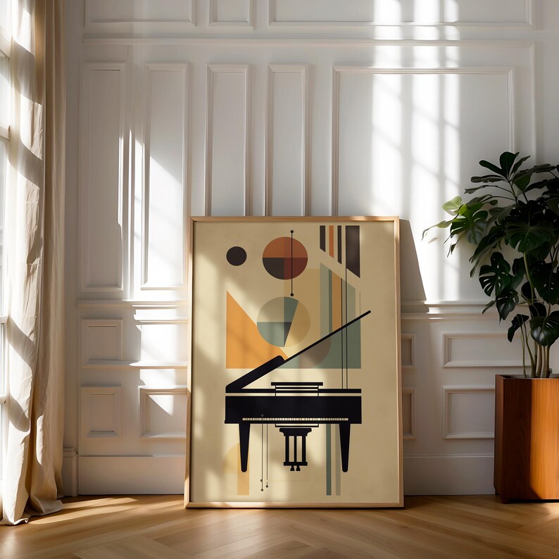 Bauhaus Style Piano Art, Neutral Wall Art, Mid Century Modern Boho ...