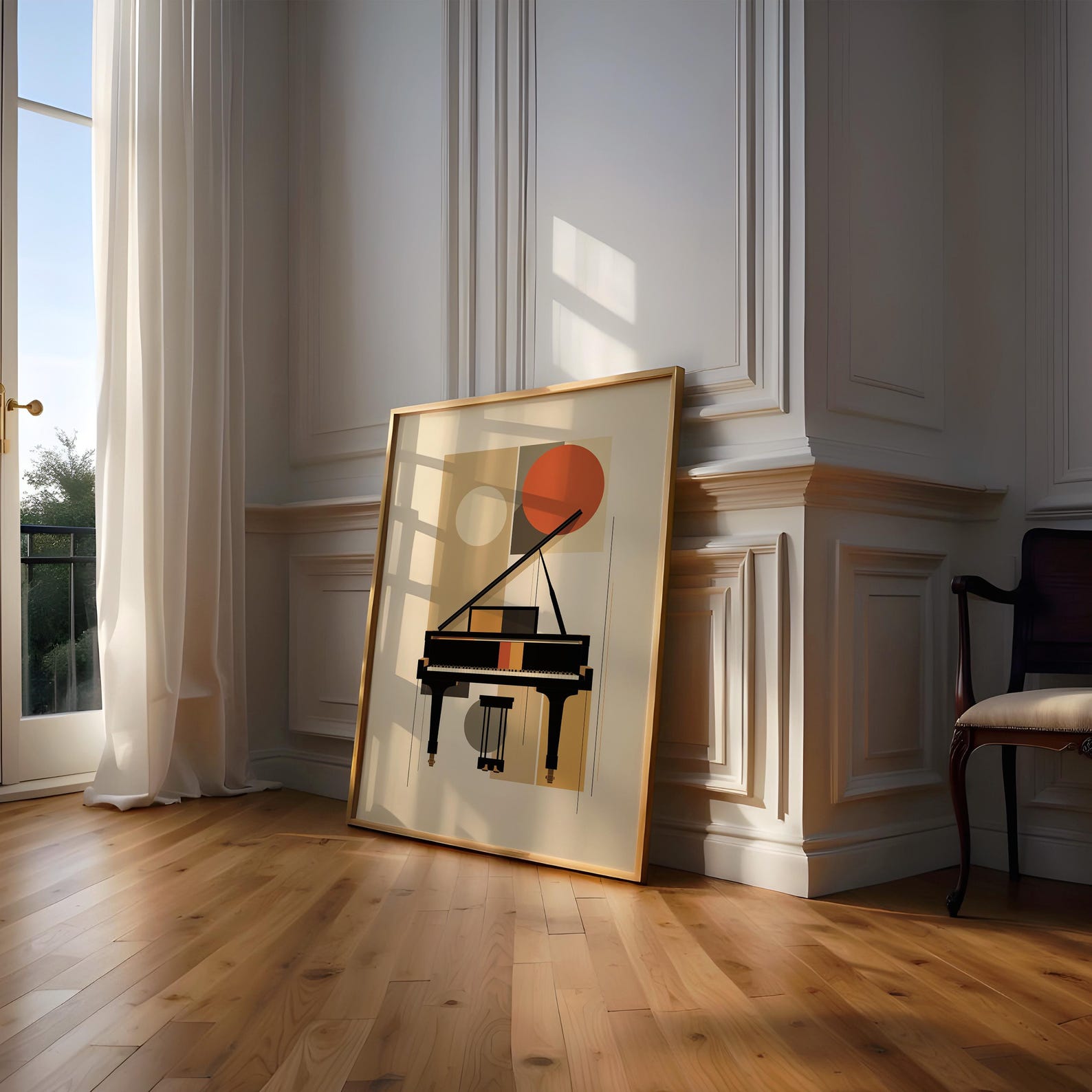 Modern Minimalist Piano Poster, Neutral Tones Music Wall Art, Mid ...