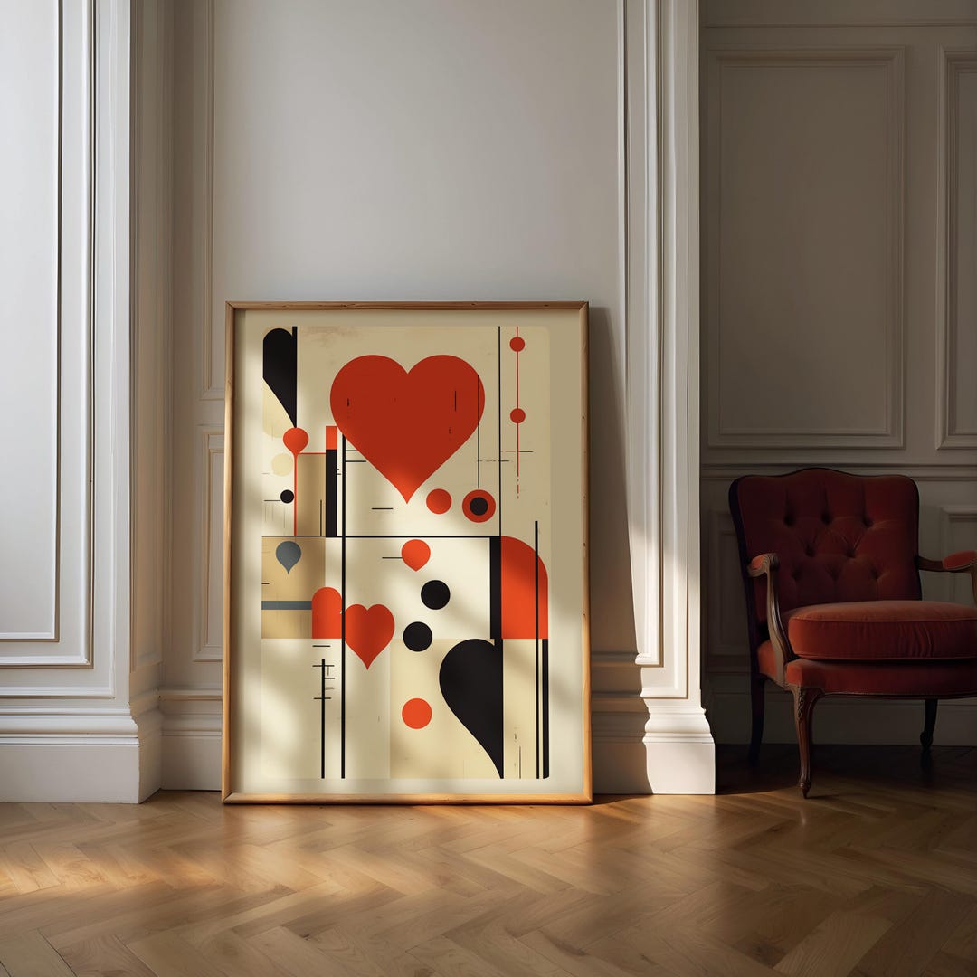 Poker Wall Art, Digital Printable, Retro Playing Card Print, Bauhaus ...