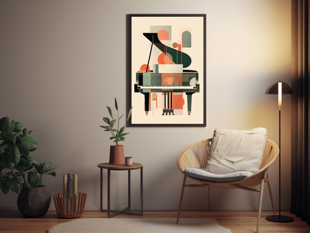 Piano Wall Art, Digital Download, Minimalist Music Print, Music Room ...