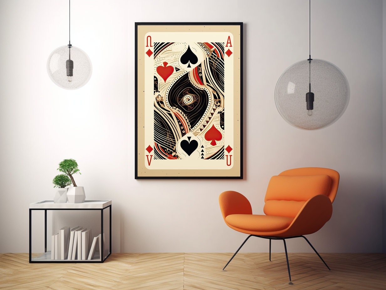 Playing Card Wall Art, Digital Download, Vintage Casino Card Print ...