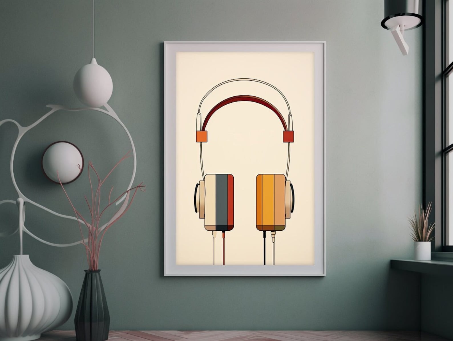 Headphones Wall Art, Digital Download, Minimalist Poster, Head Gear Art ...