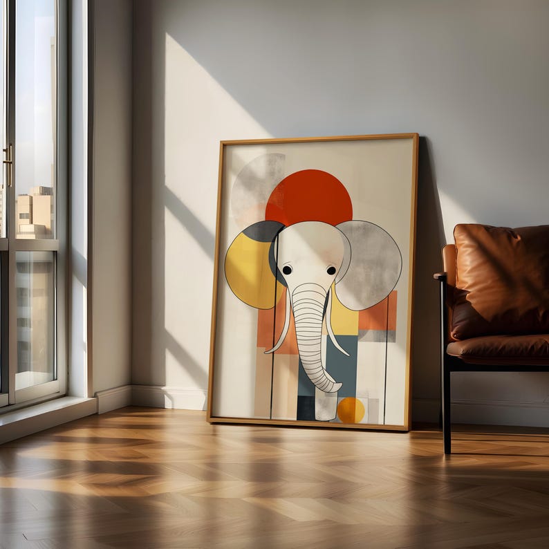 Elephant Wall Art, Digital Printable, Elephant Print, Bauhaus Poster ...