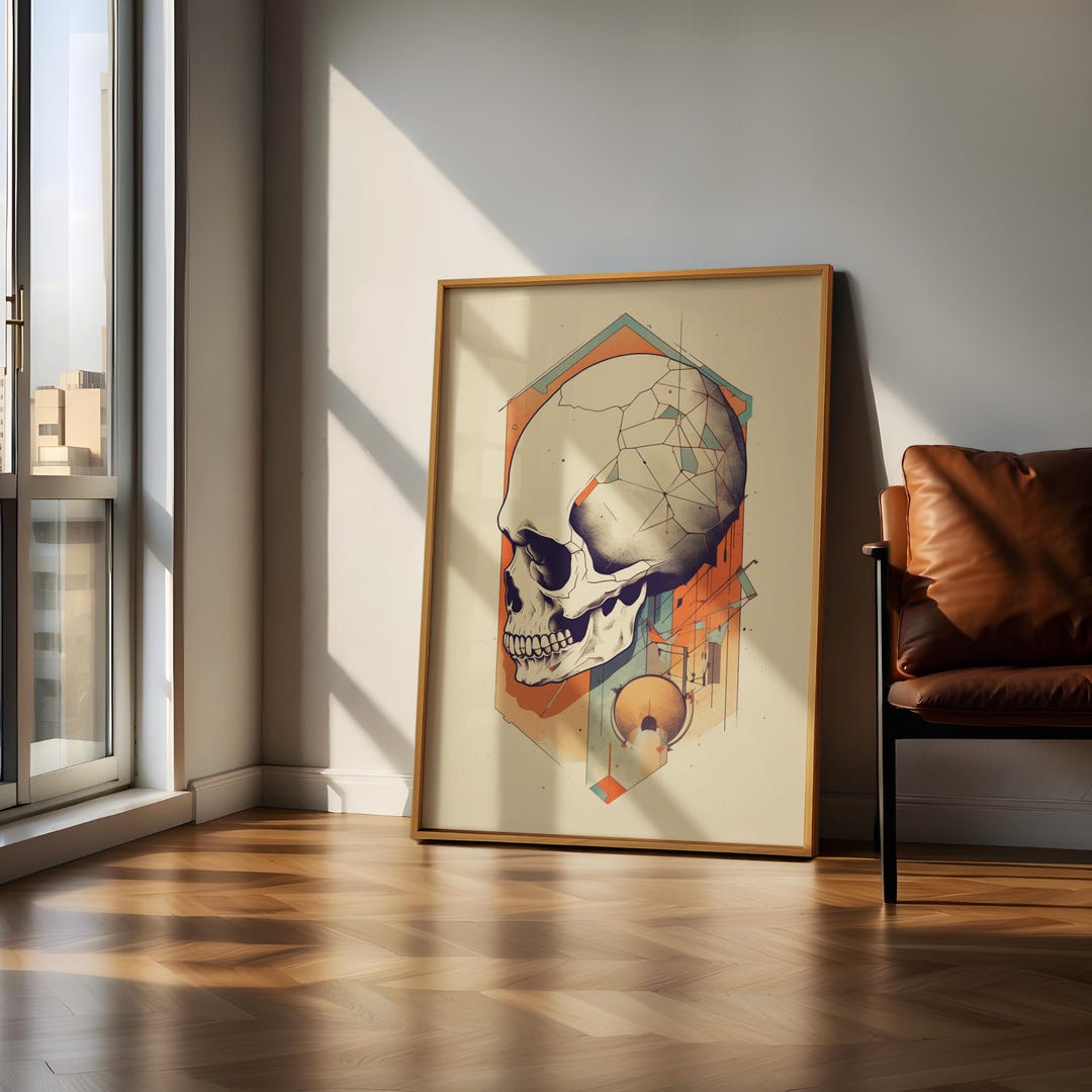 Abstract Skull Art Print, Printable Wall Art, Skull Wall Decor ...