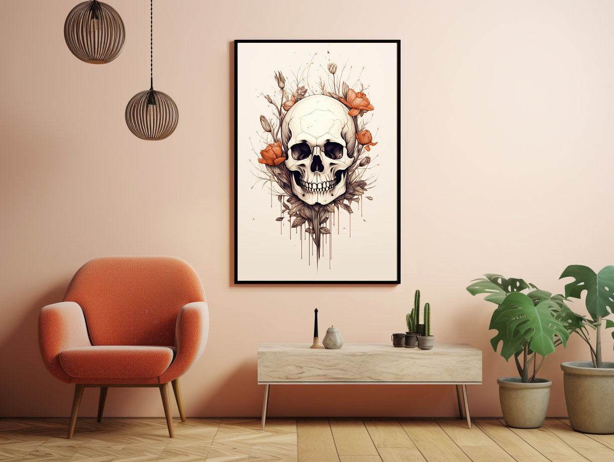 Skull Wall Art Digital Download Boho Skull Art Print Sugar - Etsy