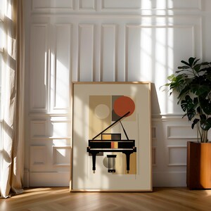 Modern Minimalist Piano Poster, Neutral Tones Music Wall Art, Mid ...