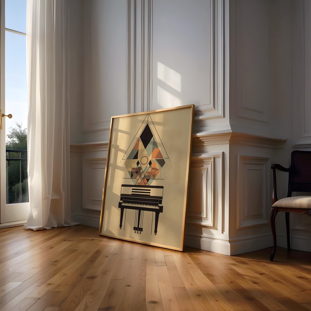 Geometric Piano Wall Art, Abstract Modern Boho Wall Decor, Minimalist ...