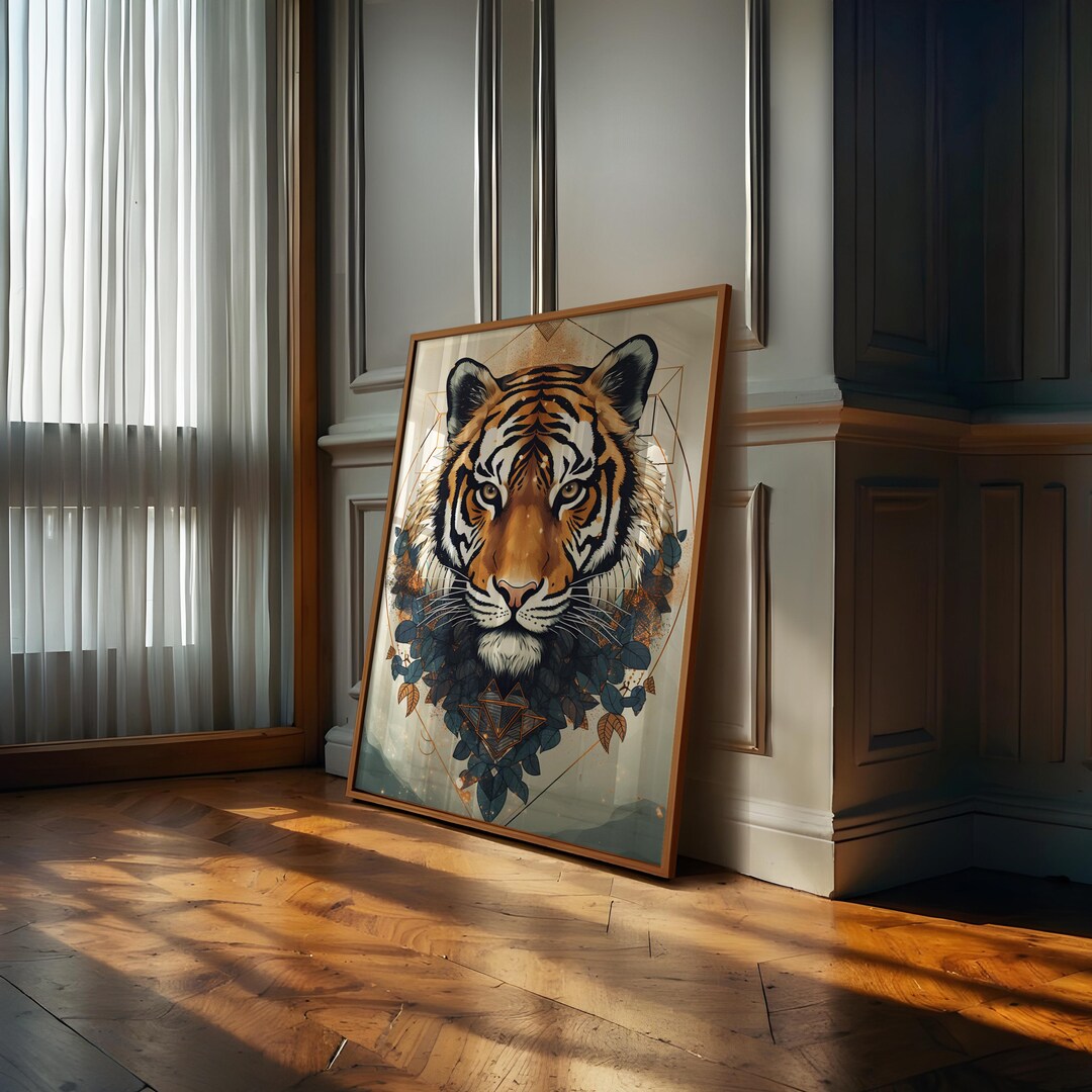 Mystic Tiger Head Wall Art, Boho Jungle Animal Printable, Spiritual Big ...