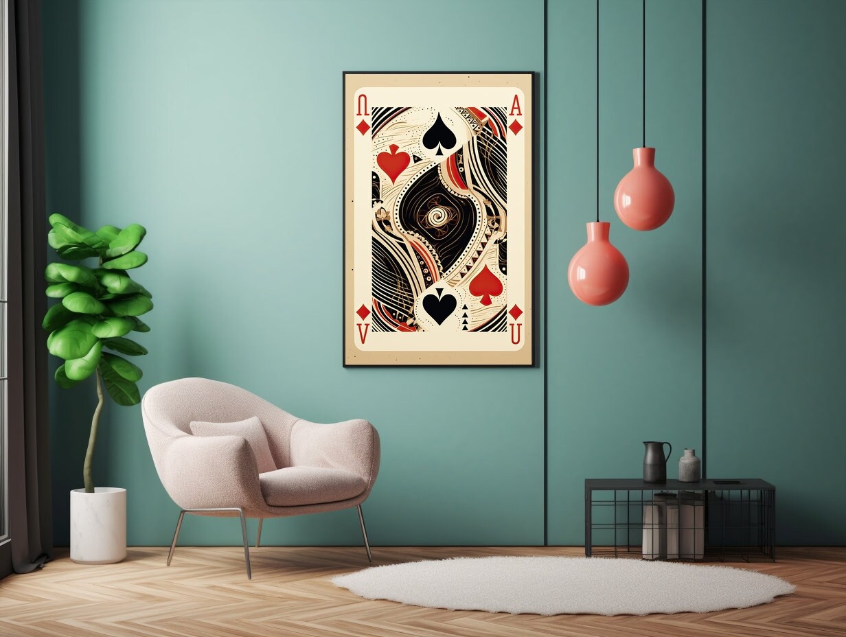 Playing Card Wall Art, Digital Download, Vintage Casino Card Print ...