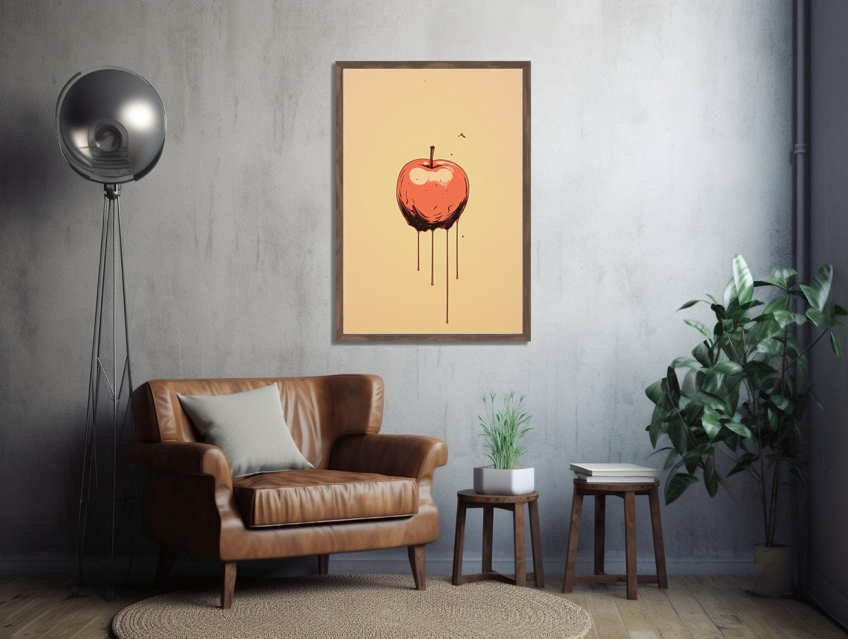 Red Apple Wall Art, Digital Download, Minimalist Apple Art, Abstract ...