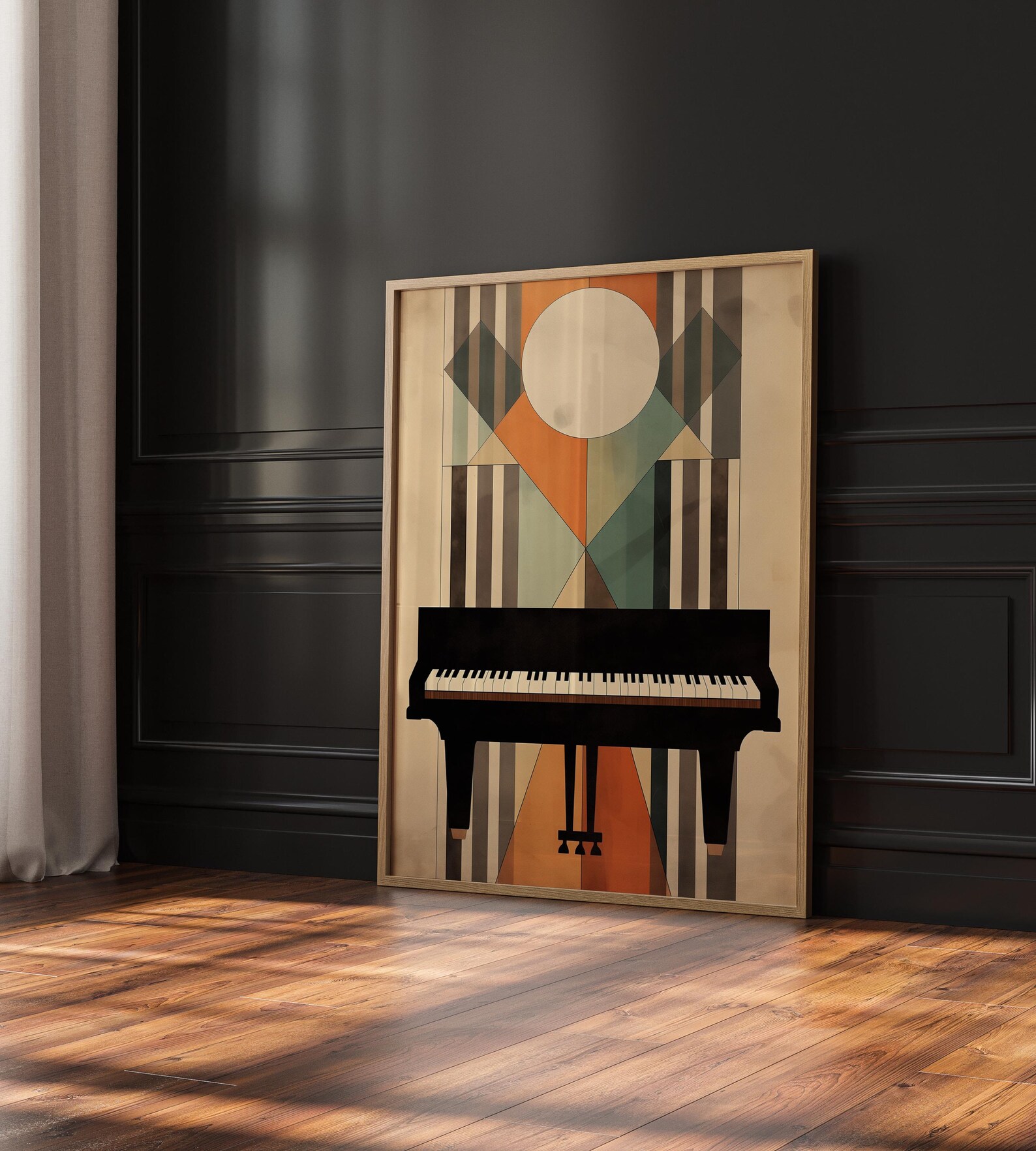 Retro Bauhaus Piano Poster, Trendy Wall Art, Boho Decor, Mid Century ...