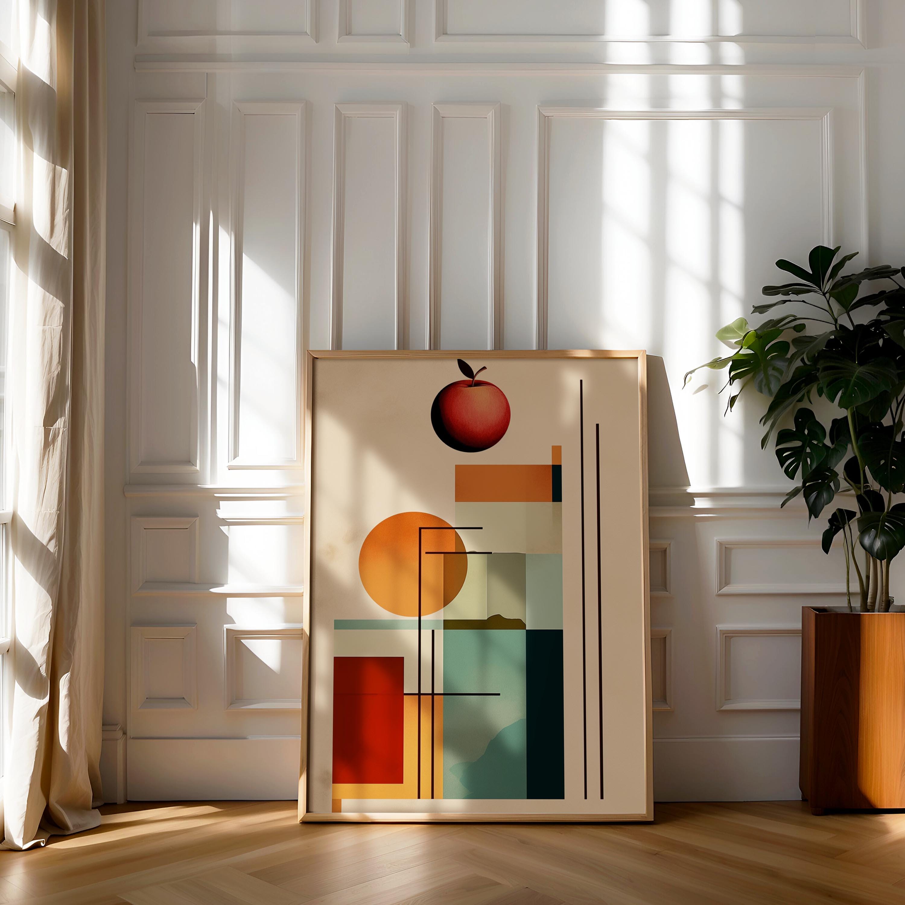 Apple Wall Art Print, Digital Download, Abstract Fruit Print, Bauhaus ...