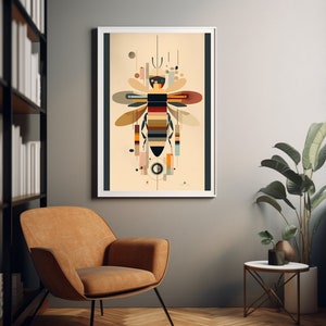 Honey Bee Wall Art, Digital Print, Bee Art Print, Bauhaus Minimalist ...