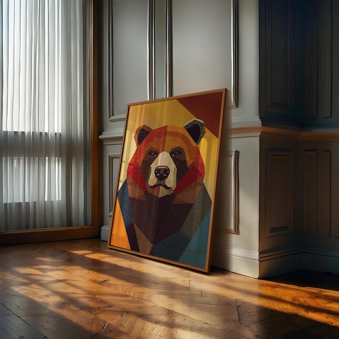 Abstract Bear Wall Art, Downloadable Art, Brown Bear Print, Bauhaus Art ...