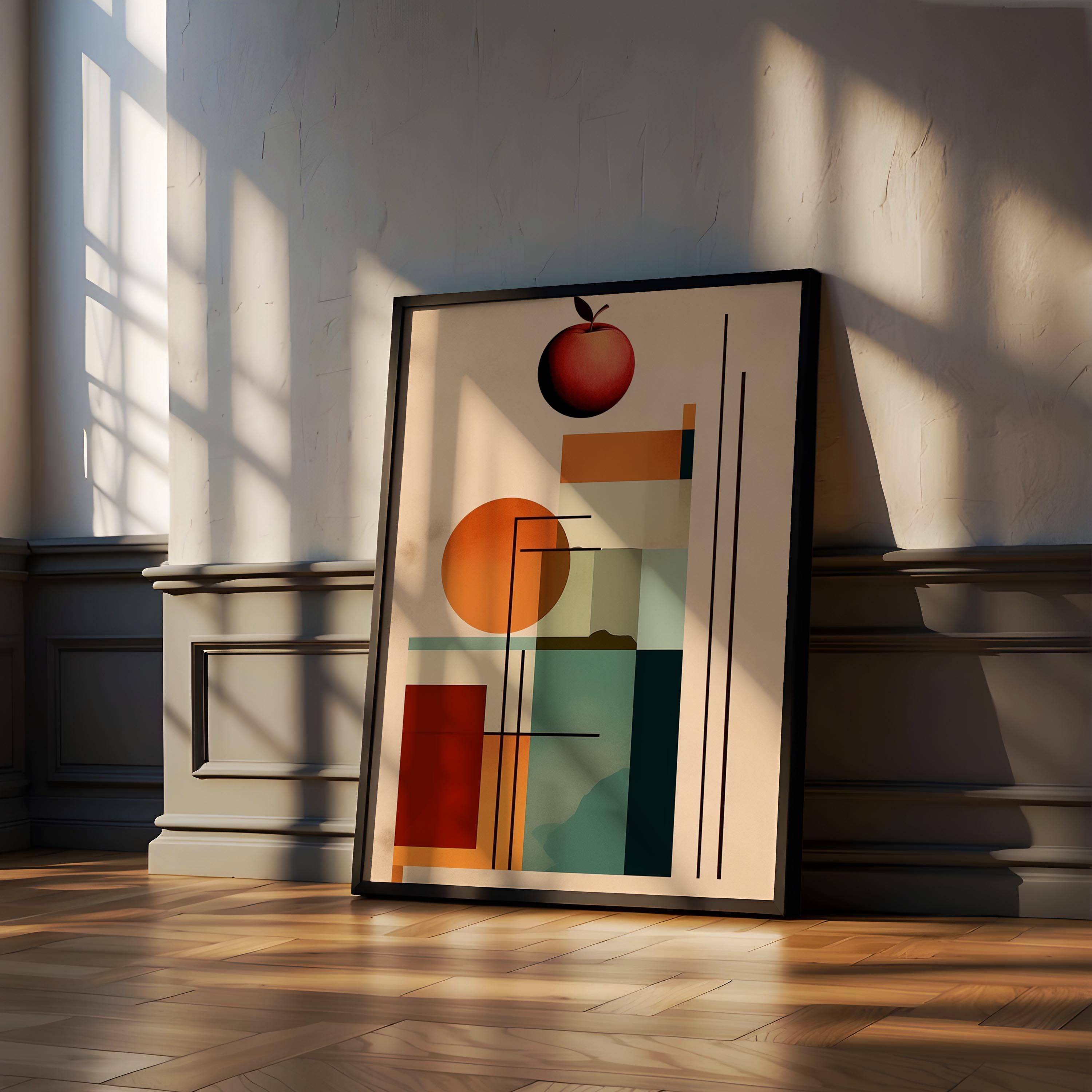 Apple Wall Art Print, Digital Download, Abstract Fruit Print, Bauhaus ...