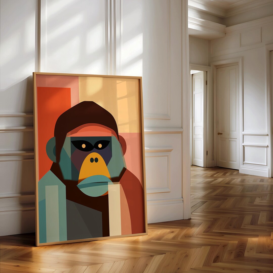 Abstract Gorilla Wall Art, Digital Printable, Gorilla Print, Bauhaus ...